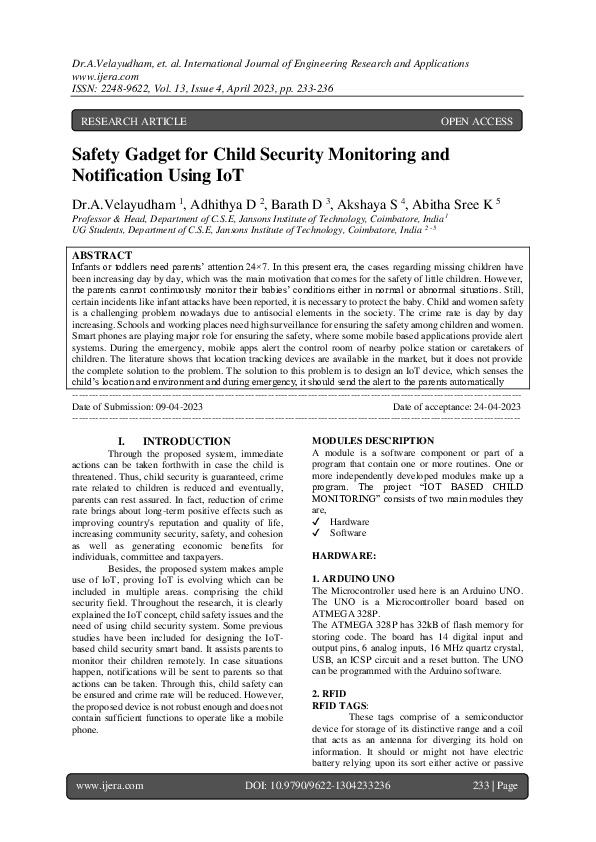 (PDF) Safety Gadget for Child Security Monitoring and Notification ...