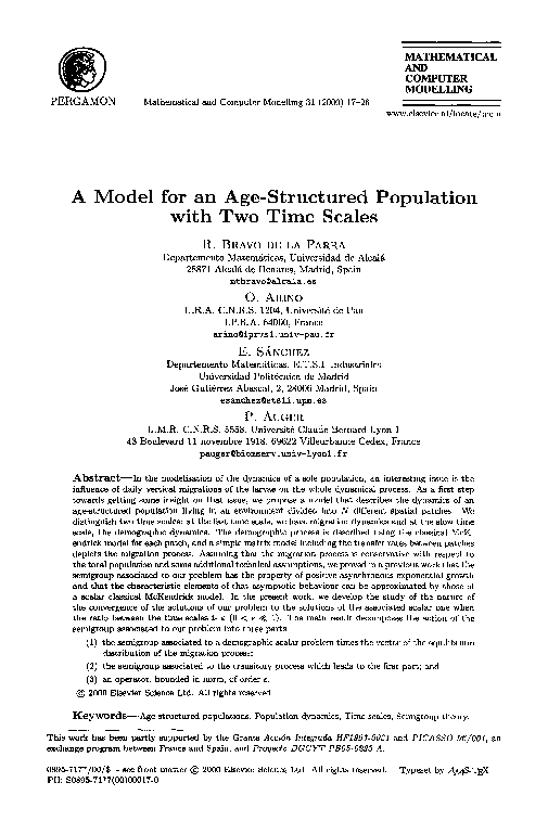 Pdf A Model For An Age Structured Population With Two Time Scales