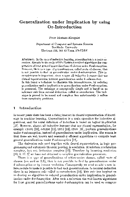 (PDF) Generalization under implication by using or-introduction