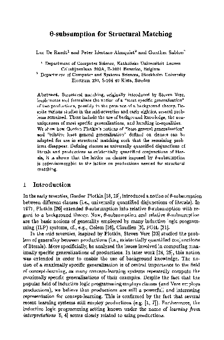 (PDF) Θ-Subsumption for Structural Matching