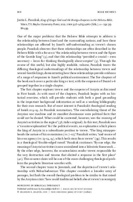 (PDF) Review: Pannkuk, King of Kings: God and the Foreign Emperor in ...