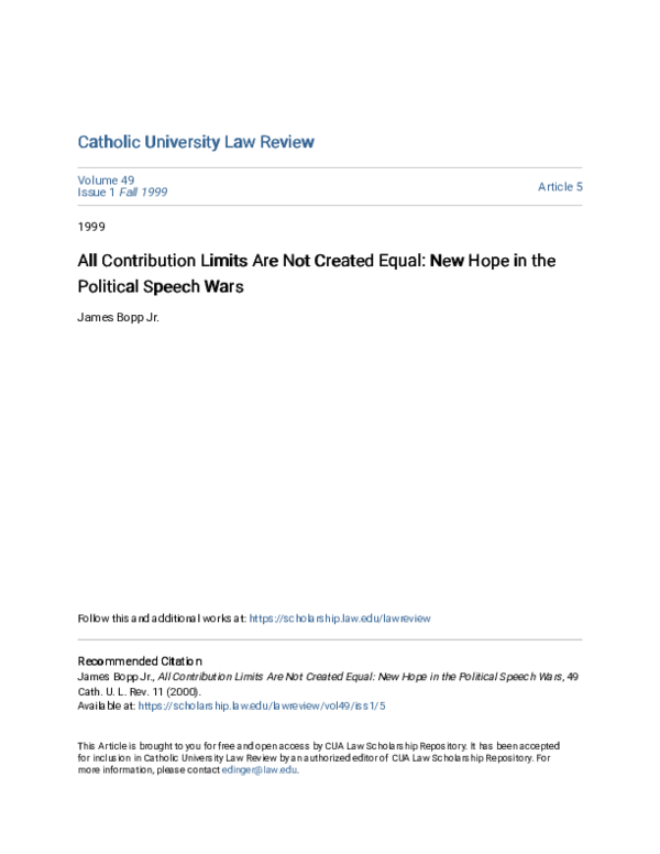 (PDF) All Contribution Limits Are Not Created Equal: New Hope in the ...