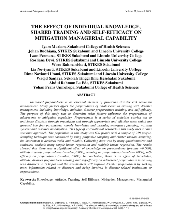 (PDF) The Effect of Individual Knowledge Shared Training and Self ...