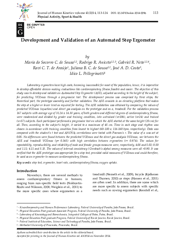 (PDF) Development and Validation of an Automated Step Ergometer