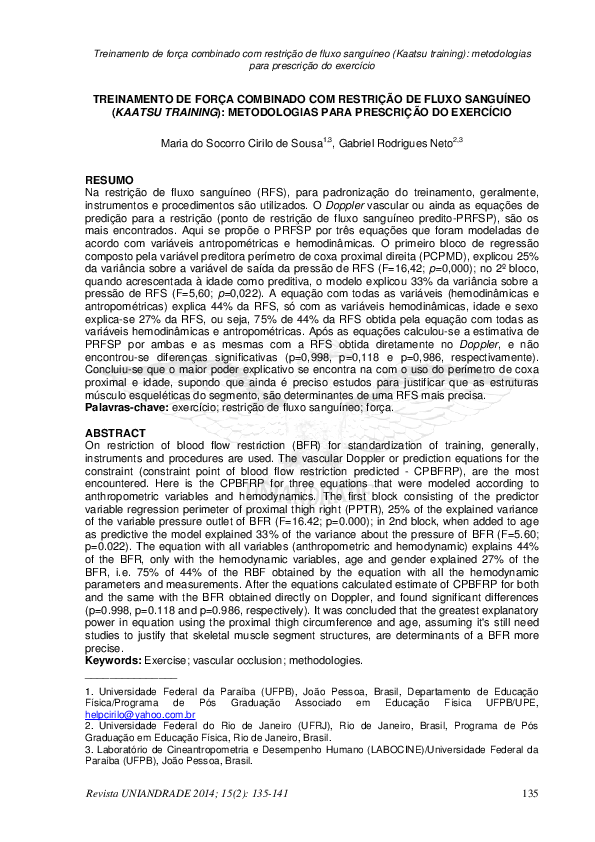 (PDF) Treinamento de Força Combinado com Restrição de Fluxo Sanguíneo ...
