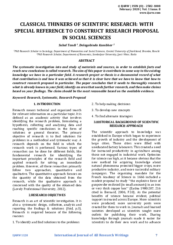 (PDF) Classical Thinkers of Scientific Research: With Special Reference ...