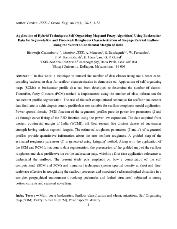 Pdf Application Of Hybrid Techniques Self Organizing Map And Fuzzy Algorithm Using