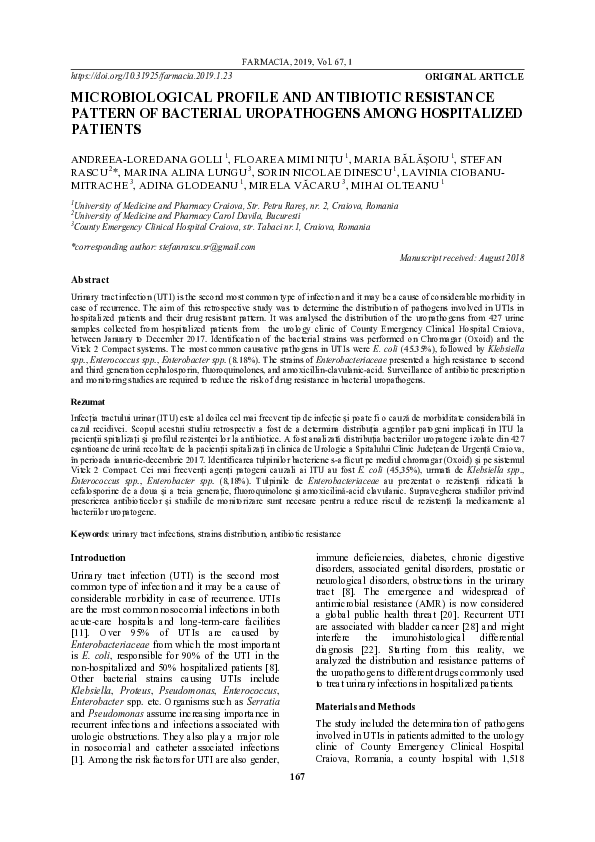 (PDF) Microbiological Profile and Antibiotic Resistance Pattern of Bacterial Uropathogens Among ...