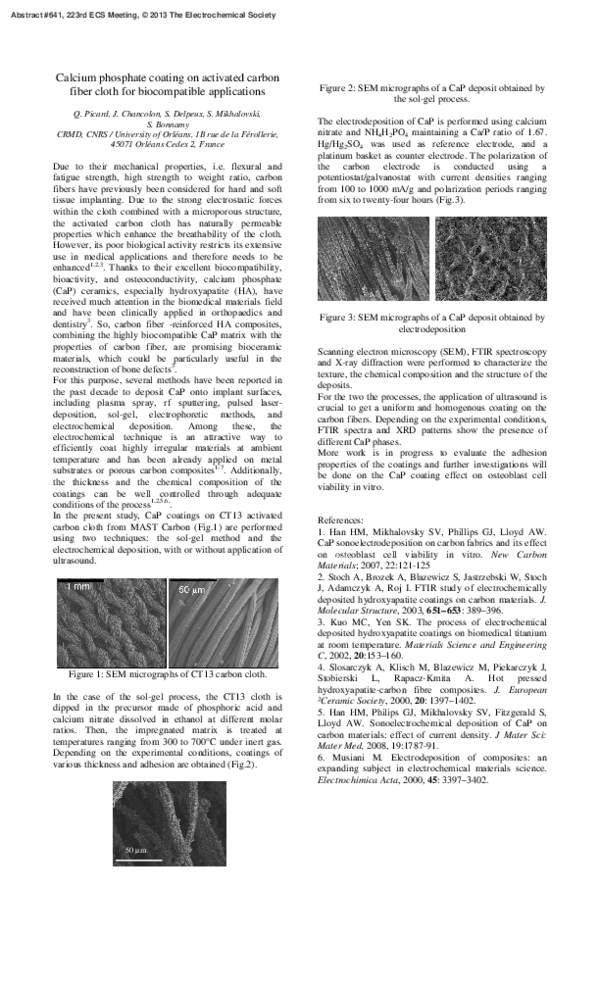 (PDF) Calcium Phosphate Coating on Activated Carbon Fiber Cloth for ...