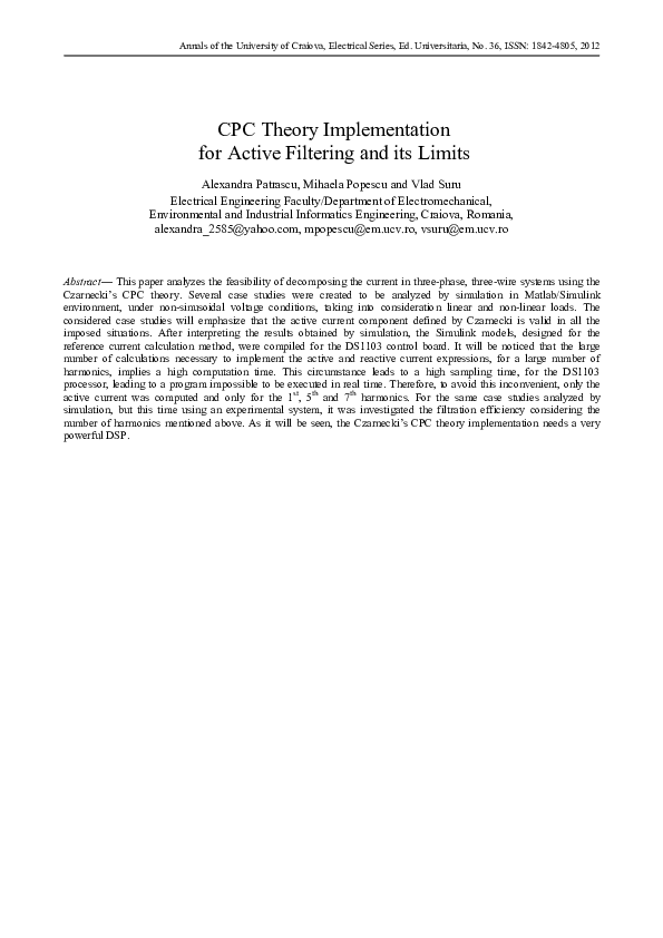 (PDF) CPC theory implementation for active filtering and its limits