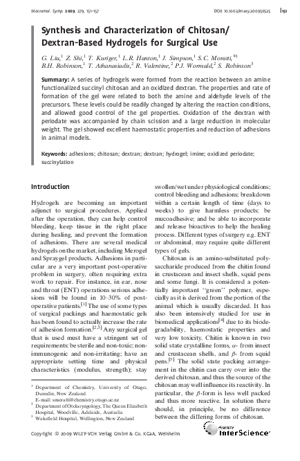 (PDF) Synthesis and characterization of chitosan derivatives carrying galactose residues