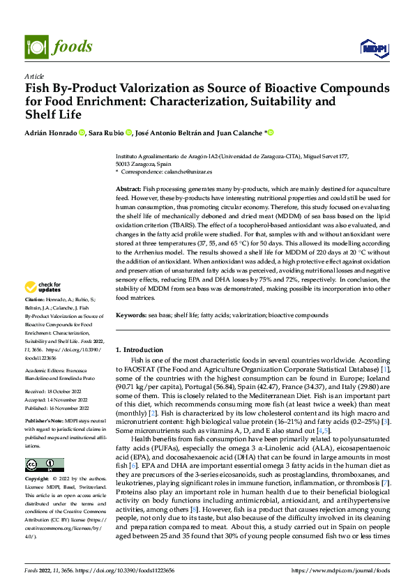 (PDF) Fish By-Product Valorization as Source of Bioactive Compounds for ...