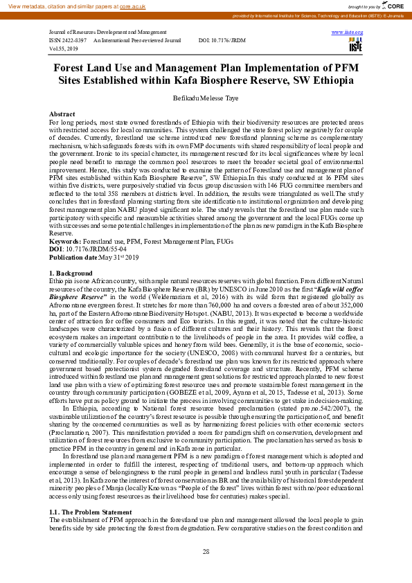 (PDF) Forest Land Use and Management Plan Implementation of PFM Sites ...