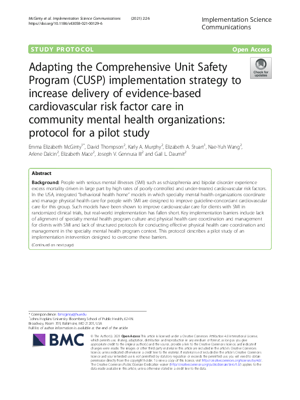 (PDF) Adapting the Comprehensive Unit Safety Program (CUSP) implementation strategy to increase ...
