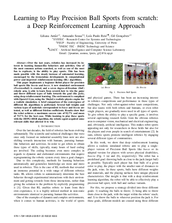 (PDF) Learning to Play Precision Ball Sports from scratch: a Deep ...