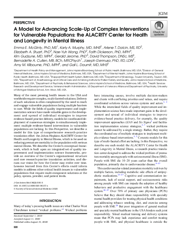 (PDF) A Model for Advancing Scale-Up of Complex Interventions for ...