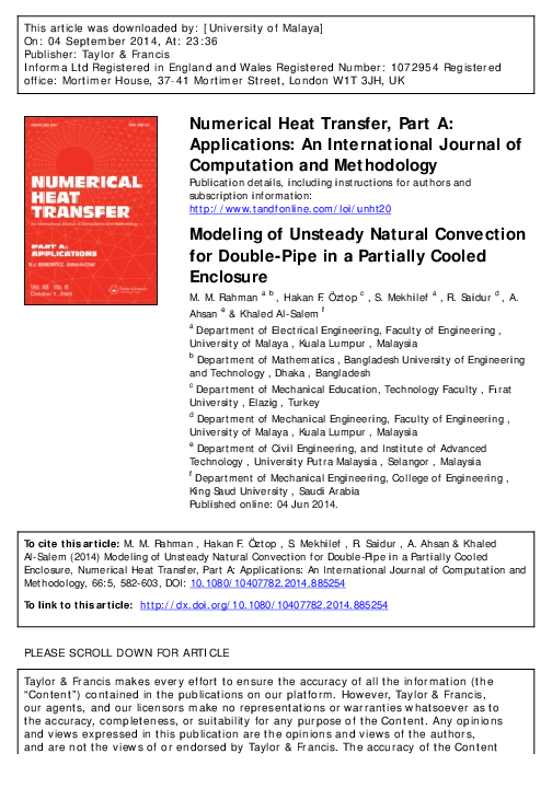 (PDF) Modeling of Unsteady Natural Convection for Double-Pipe in a Partially Cooled Enclosure