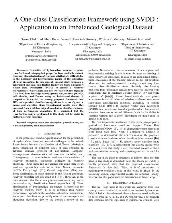 Pdf A One Class Classifier Based Framework Using Svdd Application To An Imbalanced