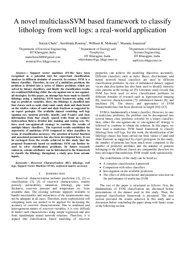 (PDF) A novel multiclass SVM based framework to classify lithology from well logs: A real-world ...