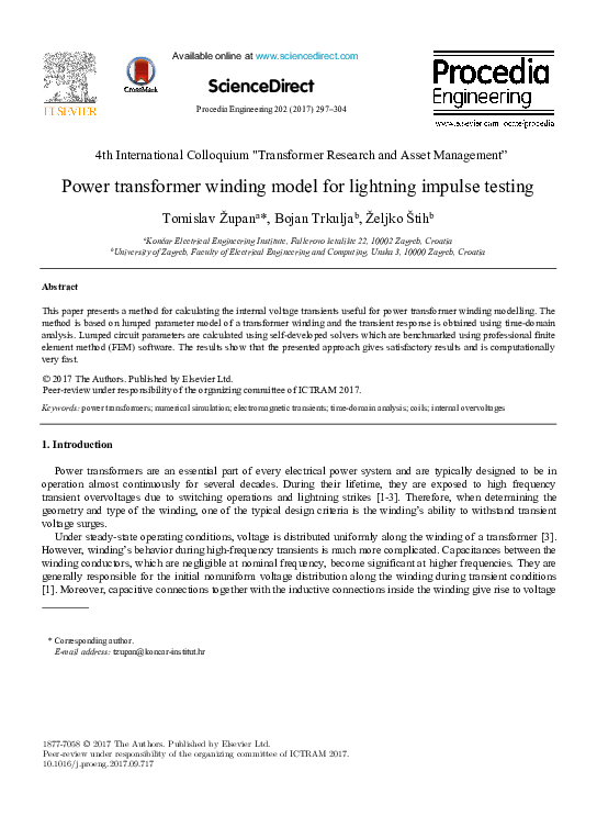 (PDF) Power transformer winding model for lightning impulse testing