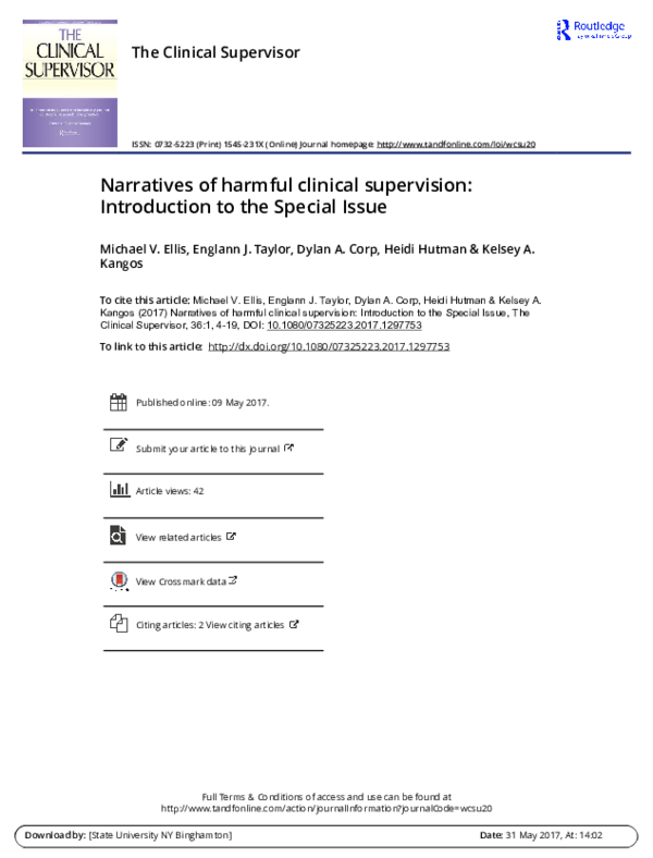 (PDF) Narratives of harmful clinical supervision: Introduction to the ...