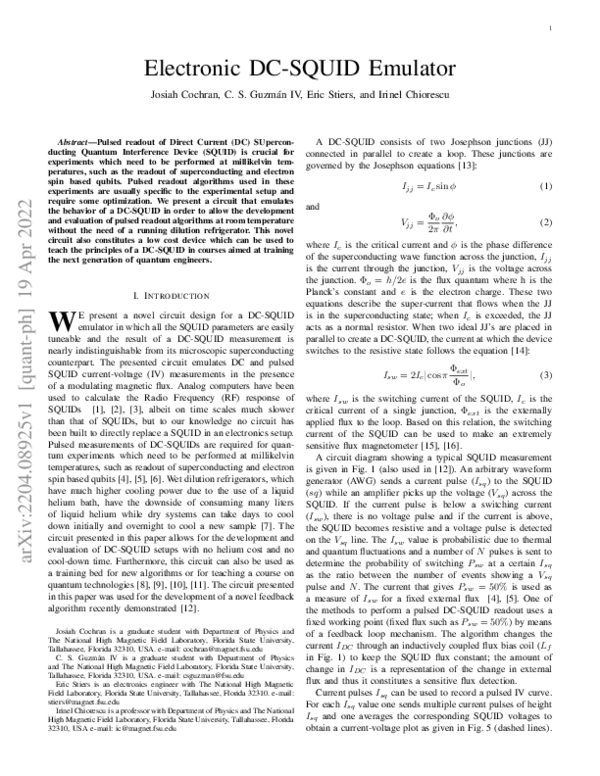 (PDF) Electronic DC-SQUID Emulator