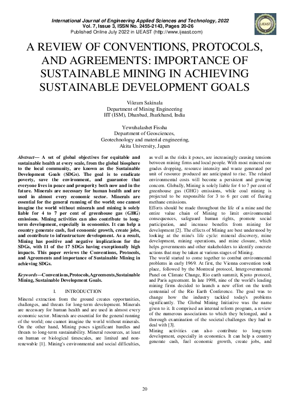 (PDF) A Review of Conventions, Protocols, and Agreements: Importance of ...