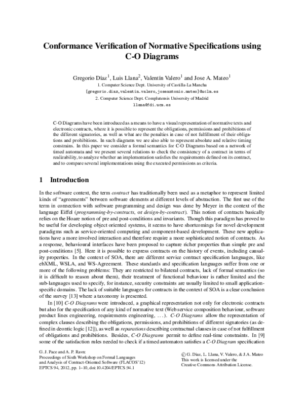 (PDF) Conformance Verification of Normative Specifications using C-O Diagrams