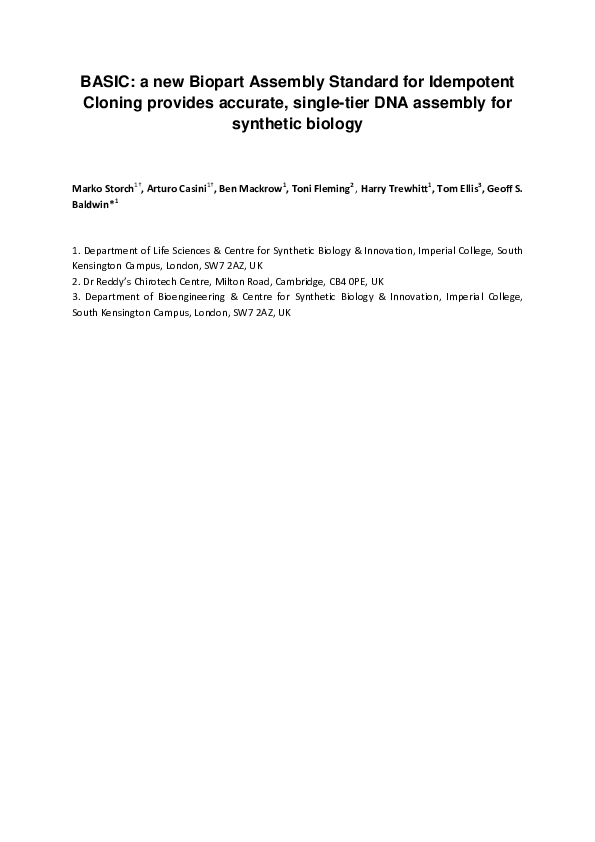 (PDF) BASIC: A New Biopart Assembly Standard for Idempotent Cloning ...