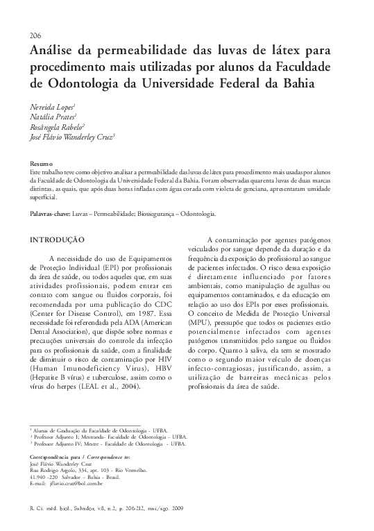 (PDF) Análise da permeabilidade das luvas de látex para procedimento ...