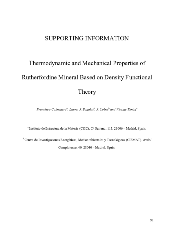 (PDF) Thermodynamic Properties of Rutherfordine DFT Study