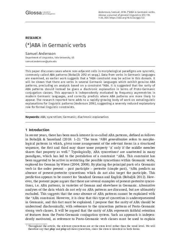 (PDF) (*)ABA in Germanic verbs