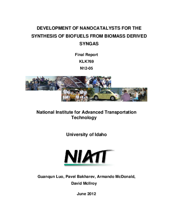 (PDF) Development of Nanocatalysts for the Synthesis of Biofuels from ...