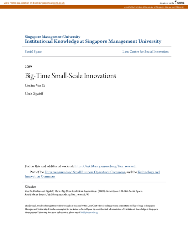 (PDF) Big-Time Small-Scale Innovations