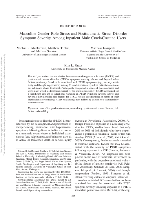 (PDF) Masculine gender role stress and posttraumatic stress disorder ...
