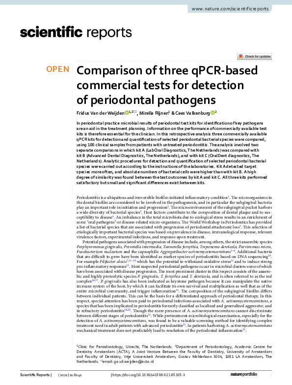 (PDF) Comparison of three qPCR-based commercial tests for detection of ...