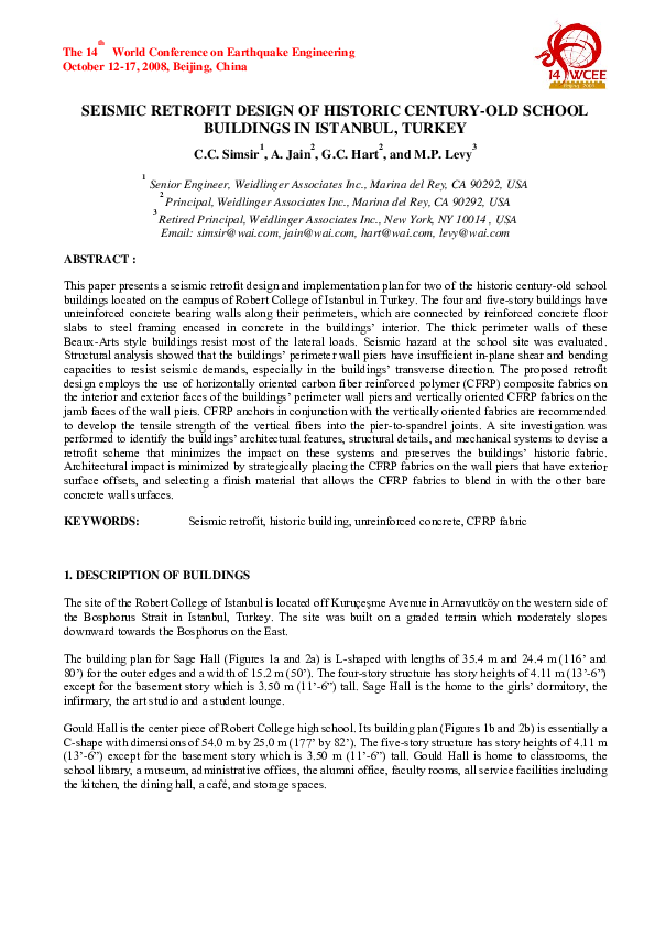 (PDF) Seismic Retrofit Design of Historic Century-Old School Buildings ...