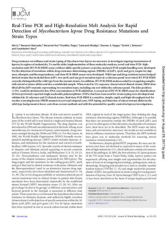 (PDF) Real-Time PCR and High-Resolution Melt Analysis for Rapid ...