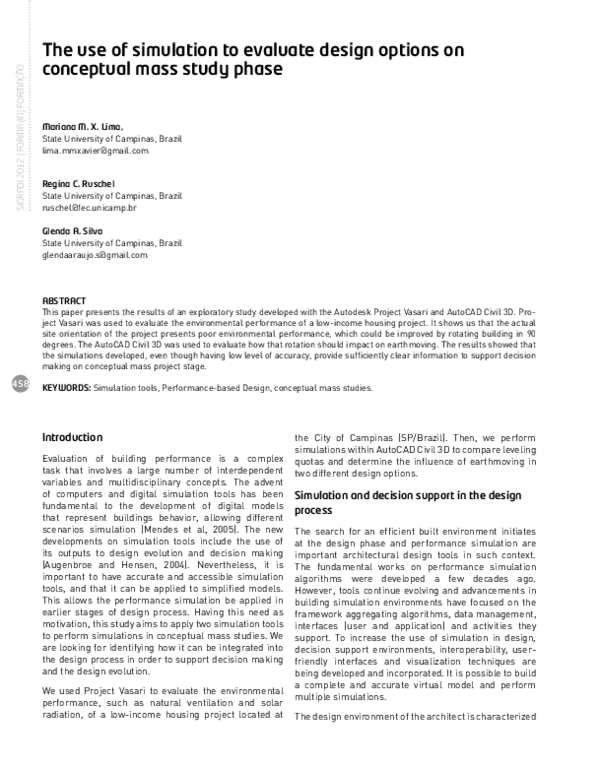 (PDF) The use of simulation to evaluate design options on conceptual ...