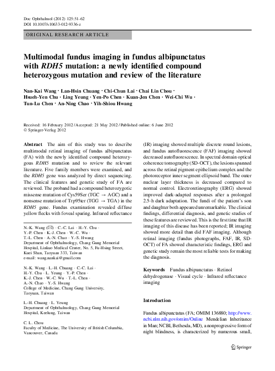 (PDF) Multimodal fundus imaging in fundus albipunctatus with RDH5 ...