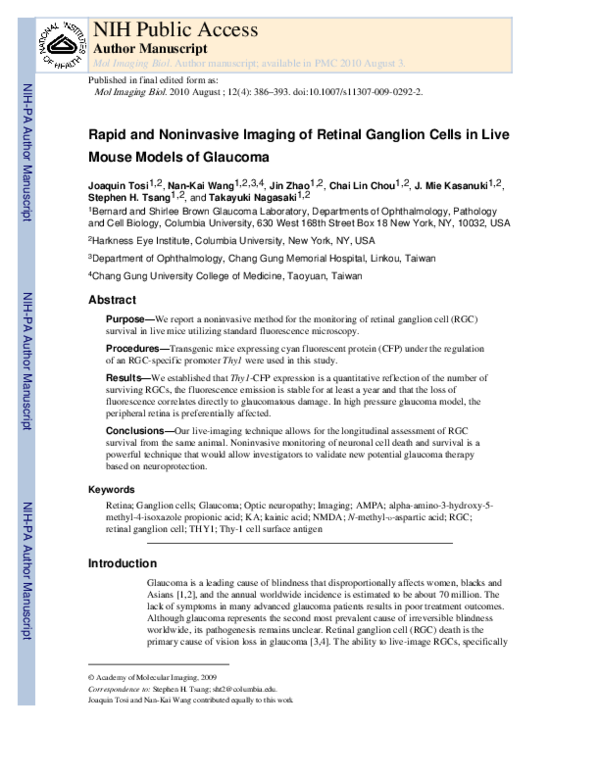 (PDF) Rapid and Noninvasive Imaging of Retinal Ganglion Cells in Live ...