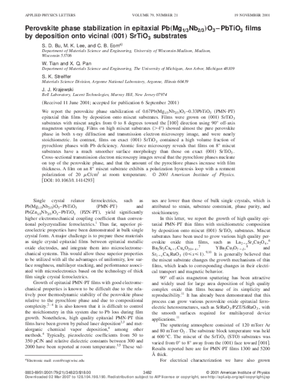 (PDF) Perovskite phase stabilization in epitaxial Pb(Mg1/3Nb2/3)O3 ...