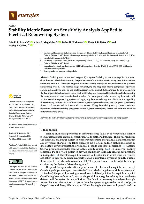 (PDF) Stability Metric Based on Sensitivity Analysis Applied to Electrical Repowering System
