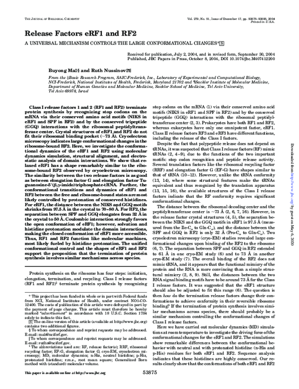 (PDF) Release Factors eRF1 and RF2