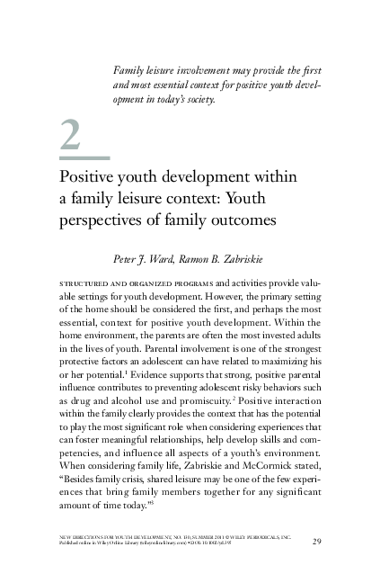 (PDF) Positive youth development within a family leisure context: youth ...