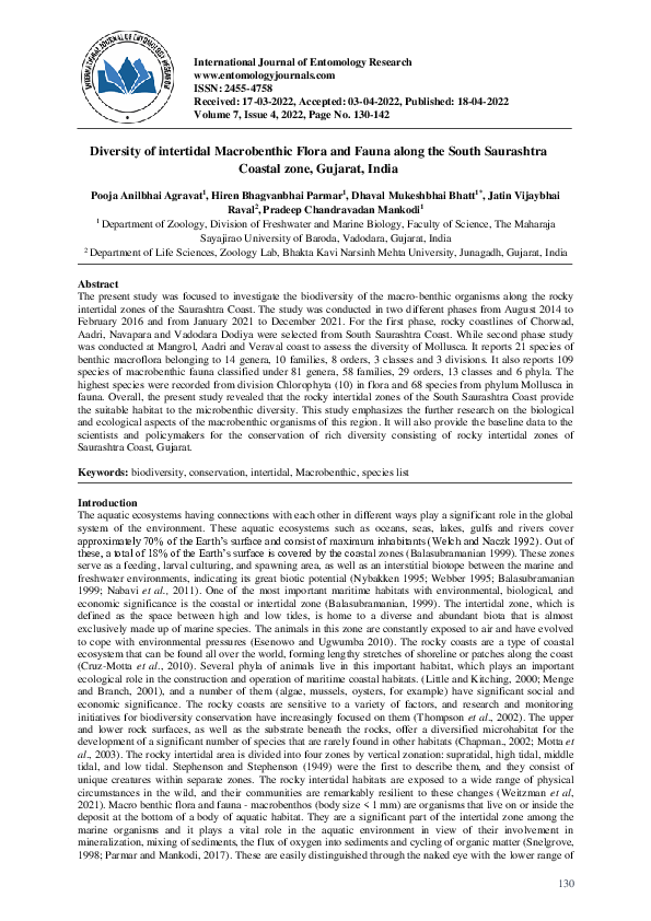 (PDF) Diversity of intertidal Macrobenthic Flora and Fauna along the ...