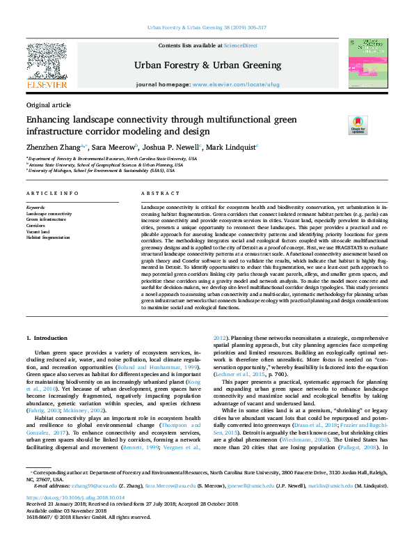 (PDF) Enhancing landscape connectivity through multifunctional green infrastructure corridor ...
