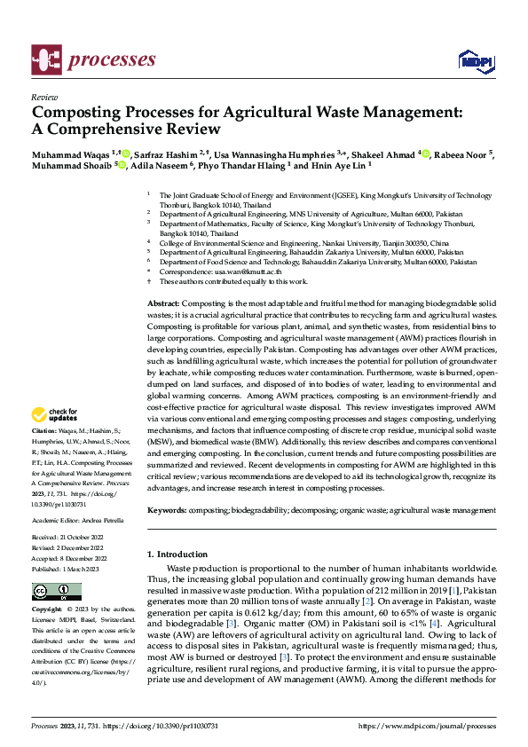 (PDF) Composting Processes for Agricultural Waste Management: A Comprehensive Review