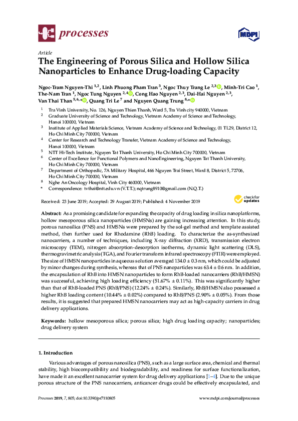 (PDF) The Engineering of Porous Silica and Hollow Silica Nanoparticles ...