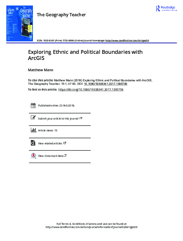(PDF) Exploring Ethnic and Political Boundaries with ArcGIS